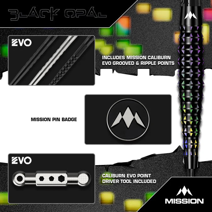 MISSION - OPAL - BOX SET - BLACK & CORAL PVD - STEEL TIP DARTS - 95% ...