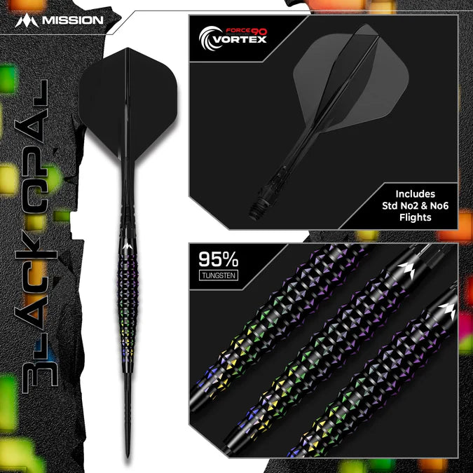 MISSION - OPAL - BOX SET - BLACK & CORAL PVD - STEEL TIP DARTS - 95% ...